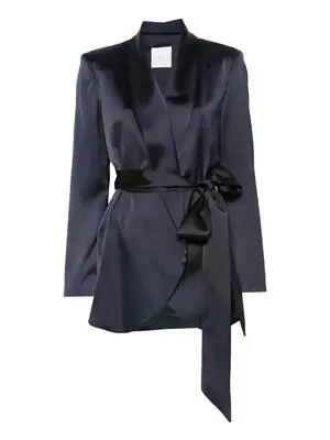 CENERE GB Long-sleeve Belted Jacket - Blue
