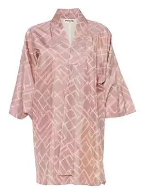 A.N.G.E.L.O. VINTAGE CULT Silk Geometric Pattern Kimono - Pink