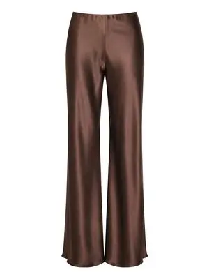 LILY ROU Chocolate Bias-cut Silk Trousers - Brown