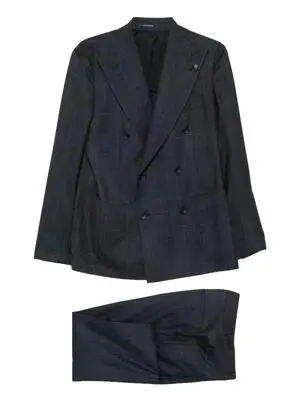 Tagliatore Double-breasted Check Suit - Blue