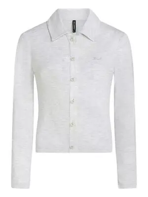 Karl Lagerfeld Pearl Button Cardigan - Grey