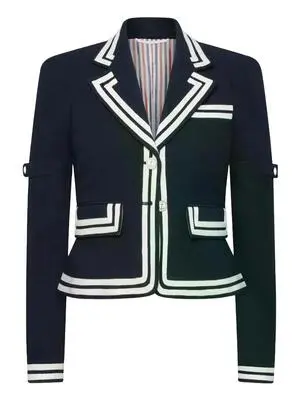 Thom Browne Cropped Jacket With Contrasting Trim - Blue