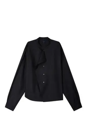 Soeur Long-sleeve Band Collar Shirt - Black