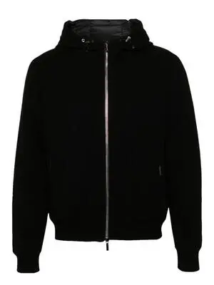 MOORER Long-sleeved Zip-up Hooded Casual Jacket - Black