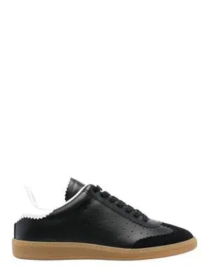Isabel Marant Étoile Low Top Leather Sneakers With Scallop Edge - Black