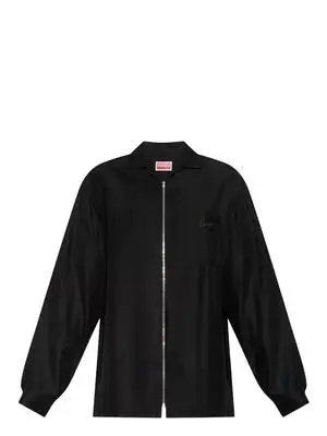 Kenzo Zip-up Logo-embroidered Shirt - Black