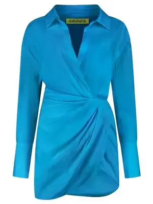Gauge81 Reef Wrap-style Tulip-skirt Dress - Blue