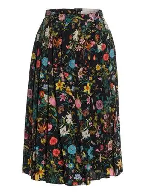 Gucci Printed Silk Midi Skirt - Black And Red