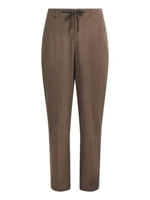 Paige Tiano Chinos Relaxed Linen-viscose Blend With Drawstring Waist - Brown