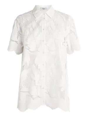 Erdem Crochet Cutwork Short-sleeve Shirt - Ivory