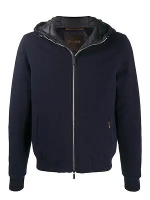 MOORER Long-sleeved Zip-up Hooded Casual Jacket - Black