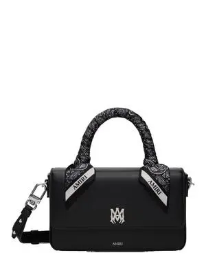 Amiri Bandana-trimmed Leather Handbag - Black