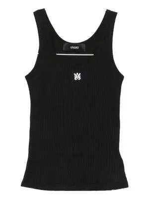 Amiri Logo Embroidered Scoop Neck Tank Top - Black