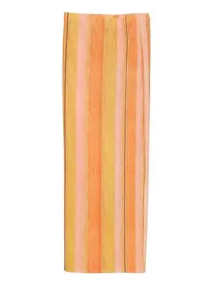 AGUA DE COCO Striped Metallic Effect Maxi Skirt - Orange