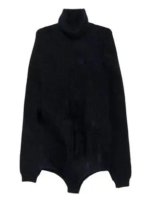 N°21 Ribbed Knit Roll Neck Bodysuit - Blue