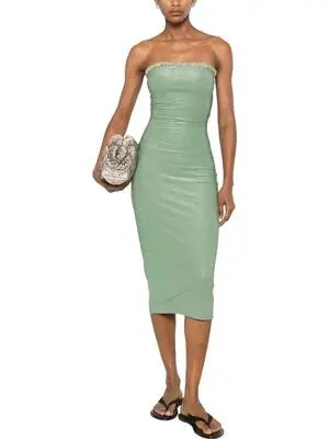 AGUA DE COCO Crochet Trim Strapless Midi Dress - Green