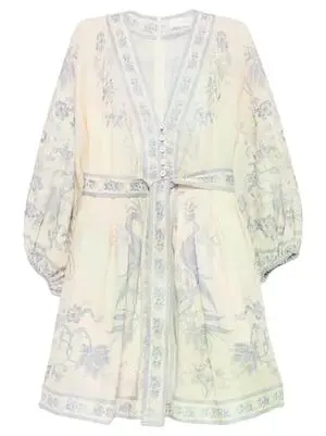 Zimmermann Indra Floral-print Mini Dress - Neutrals