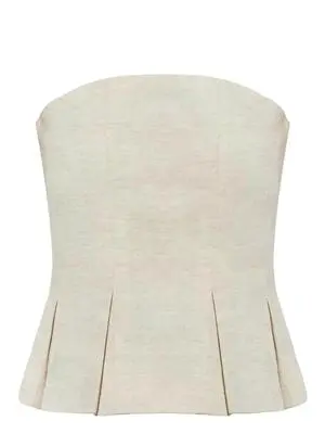 GESTUZ Riava Strapless Pleated Top - Neutrals