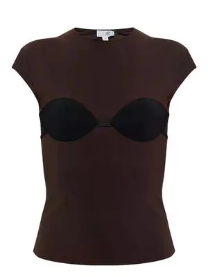 MAISON MARGIELA MM6 Maison Margiela Bra Overlay T-Shirt Brown