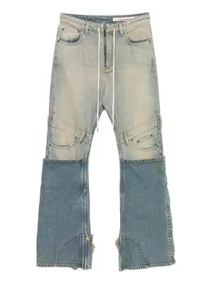 SECND SLF Patchwork Frayed Jeans - Blue