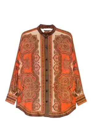 Zimmermann Mahon Paisley-print Silk Shirt - Orange