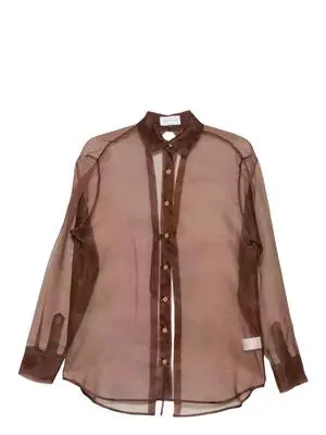 THE NINA STUDIO Sheer Tie-back Shirt - Brown