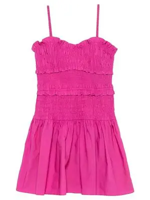 Michael Kors Fuchsia Ruffled Sweetheart Neck Mini Dress - Pink