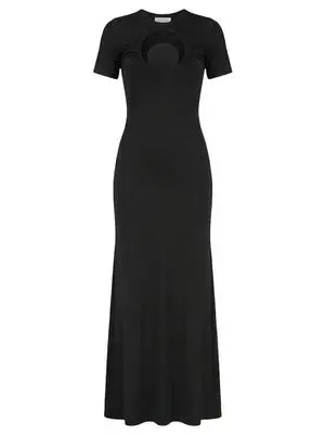MARINE SERRE Moon Motif Gathered Maxi Dress - Black