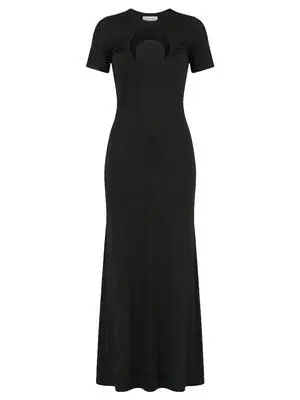 MARINE SERRE Moon Motif Gathered Maxi Dress - Black