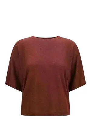 Brunello Cucinelli Short-sleeve Metallic Cashmere T-shirt - Red