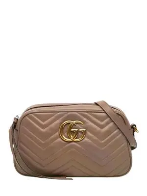 Gucci Gucci GG Marmont Matelassé Leather Crossbody Bag Brown