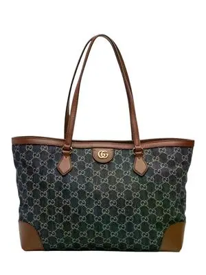 Gucci Medium Ophidia Gg Denim Tote Bag - Blue