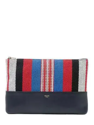 Celine Canvas Striped Solo Pouch Clutch Bag - Black