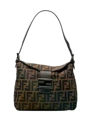 Fendi Zucca Canvas Double Flap Shoulder Bag - Brown