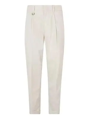 PAOLO PECORA Pleated Detail Turn-up Trousers - Neutrals