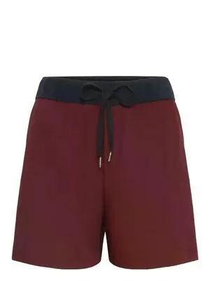 Black Label Drawstring Waist Shorts - Red