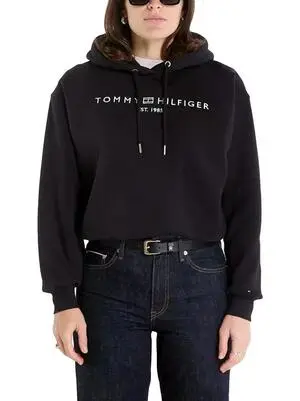 Tommy Hilfiger Logo Print Hoodie - Black
