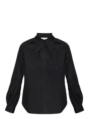 Noir Kei Ninomiya Pointed Collar Pleated Sleeve Shirt - Black