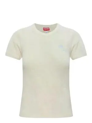 Kenzo Embroidered Cotton T-shirt - Neutrals