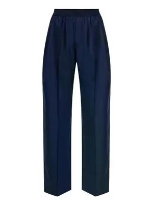 Kenzo Logo Embroidered Pleated Wool Trousers - Blue