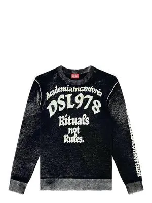 DIESEL® Logo Print Crew Neck Sweater - Black