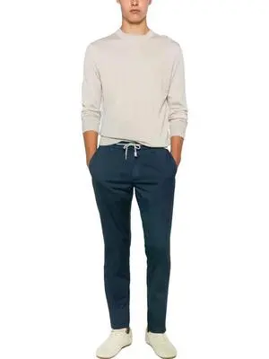 Eleventy Drawstring Waist Pleated Trousers - Blue