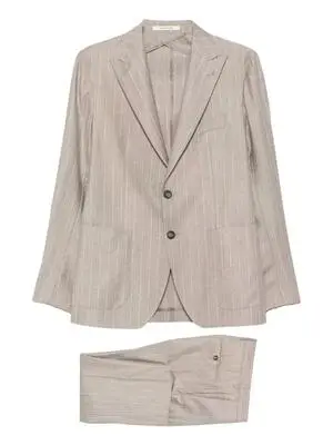 Tagliatore Pinstripe-pattern Single-breasted Suit - Grey