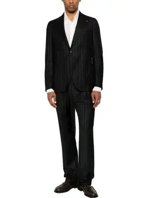 Tagliatore Pinstripe-pattern Single-breasted Suit - Blue