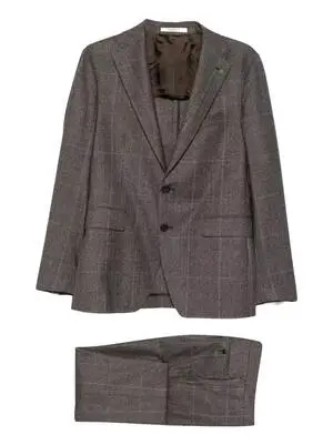 Tagliatore Check-pattern Wool Suit - Grey