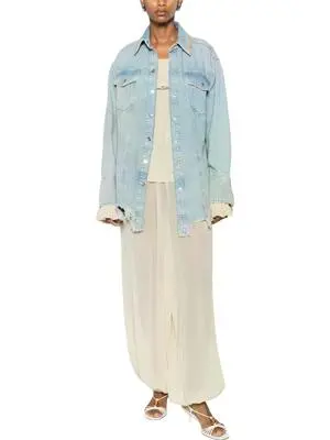 Blumarine Embroidered Logo Denim Shirt - Blue