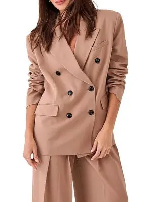 Nasty Gal Double Breasted Oversized Blazer - Taupe