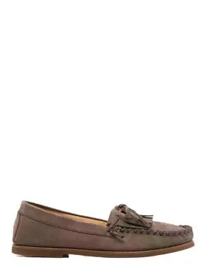 HENDERSON BARACCO Tassia Fringed Nubuck Loafers - Brown