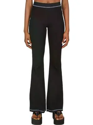 Alexander McQueen Flared Trousers With Topstitching - Black