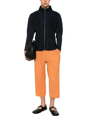Issey Miyake Cropped Plissé Trousers - Orange